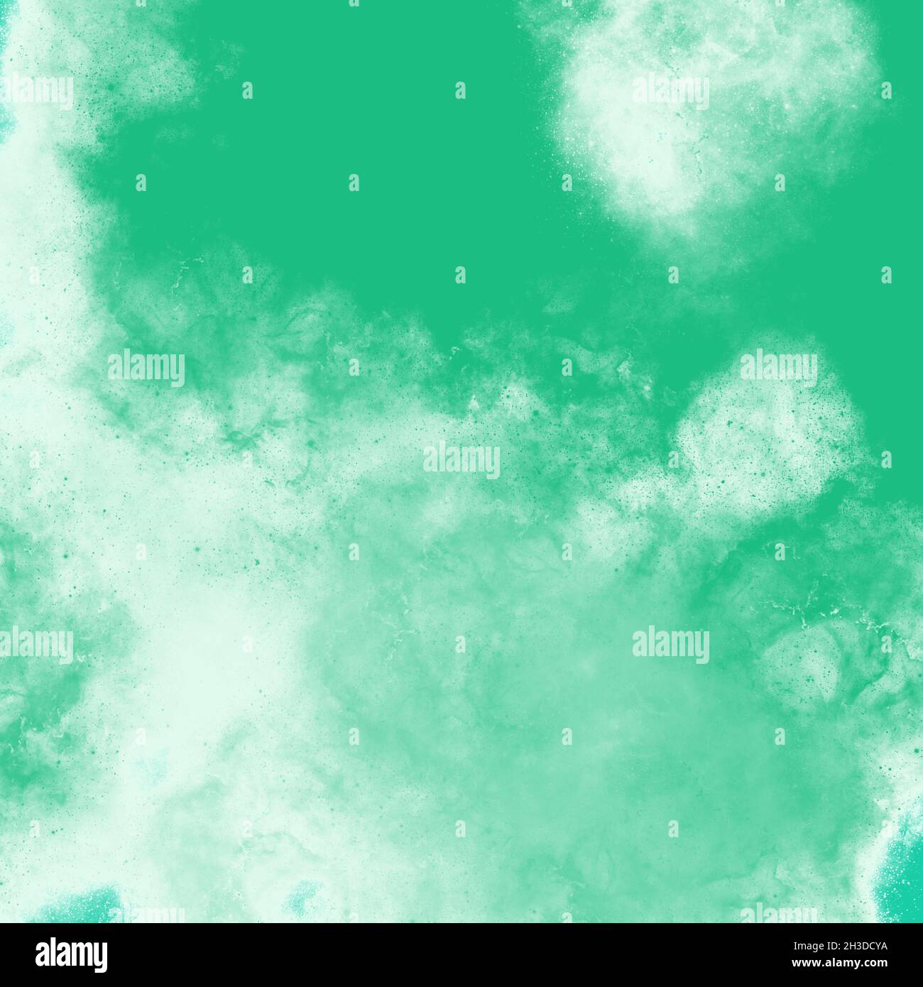 Green emerald abstract background with paint spots and small splashes ...