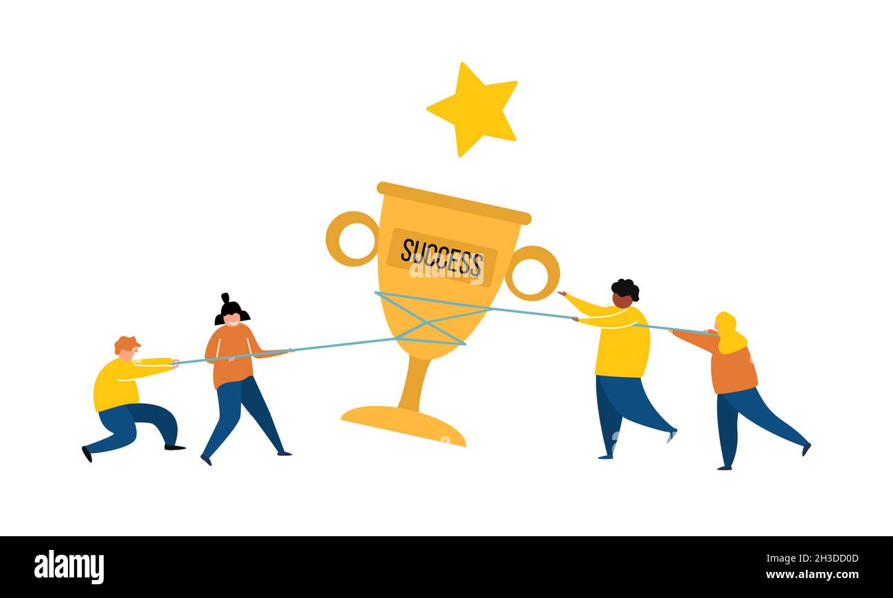 Competition business vector flat illustration. Concept of people ...