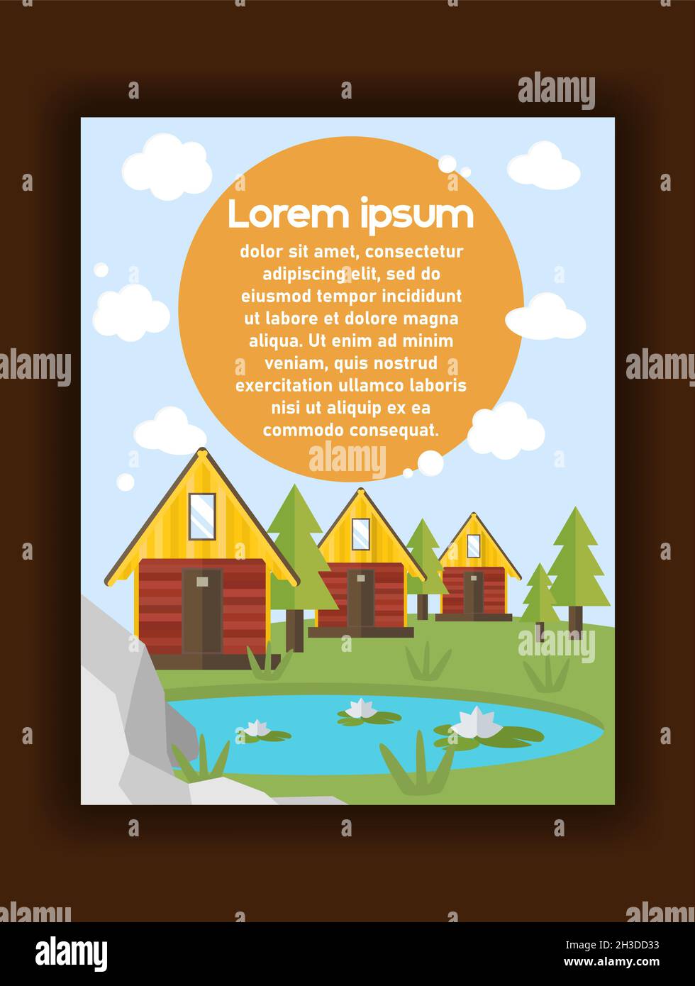 Vector illustration. Banner poster. flat design. Houses, recreation ...