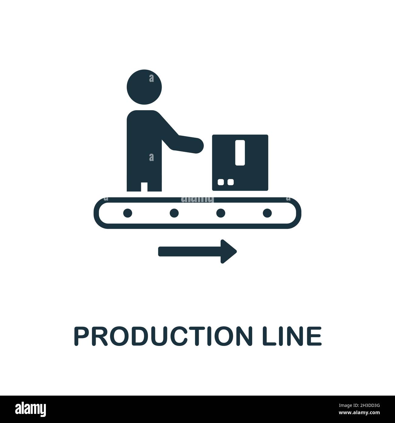 Production Line icon. Monochrome sign from production management ...