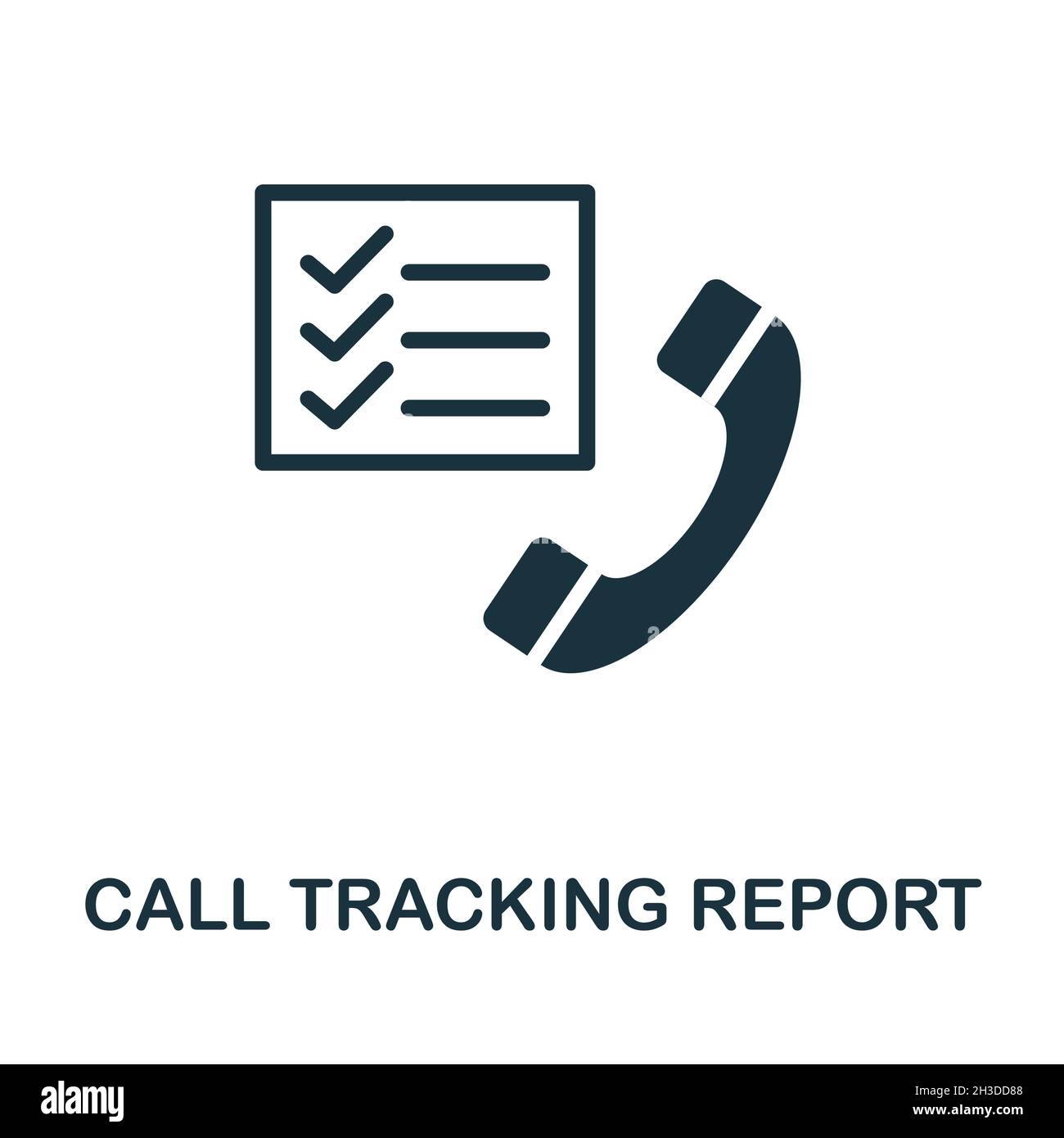 Call Tracking Report icon. Monochrome sign from production management ...
