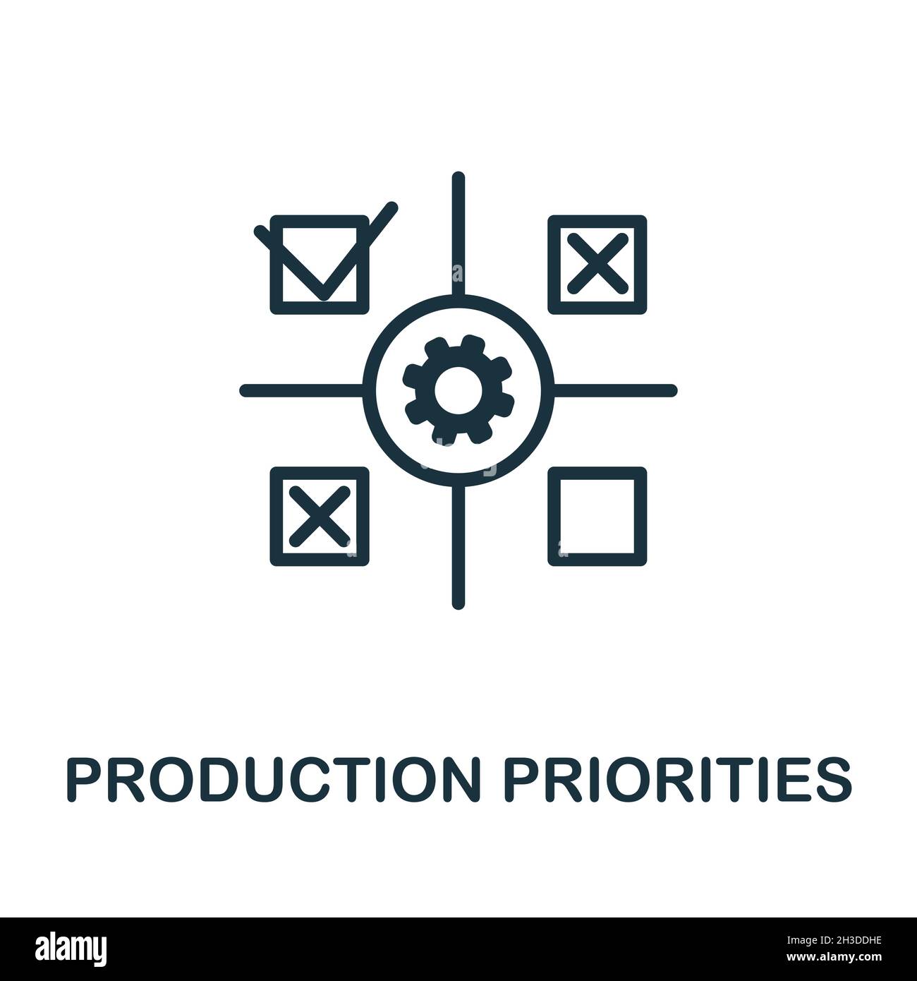 Production Priorities icon. Monochrome sign from production management ...