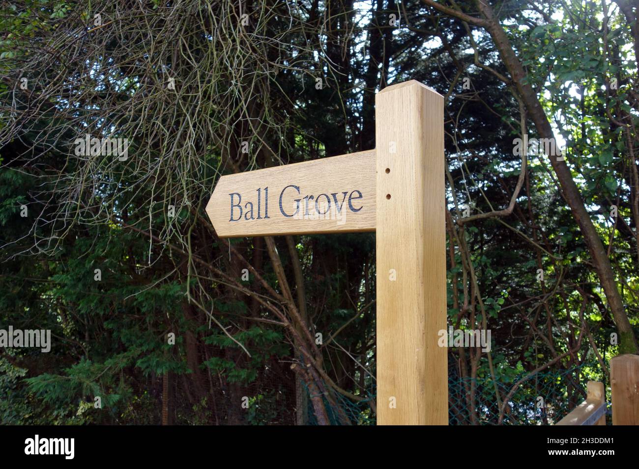 Wooden Signpost Pointing to Path to Ball Grove Country Park along the ...