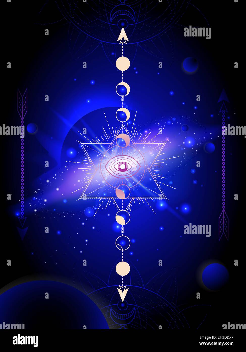 Vector illustration of Sacred geometric symbol against the space ...