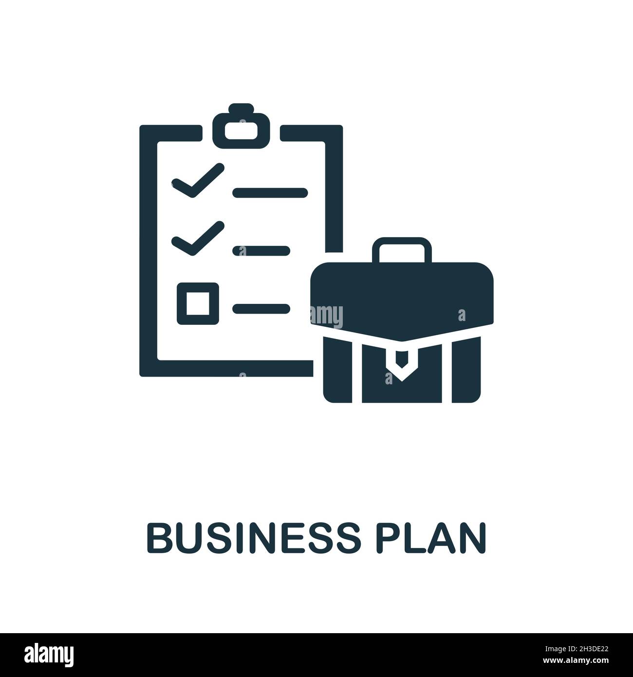 Business Plan icon. Monochrome sign from production management ...