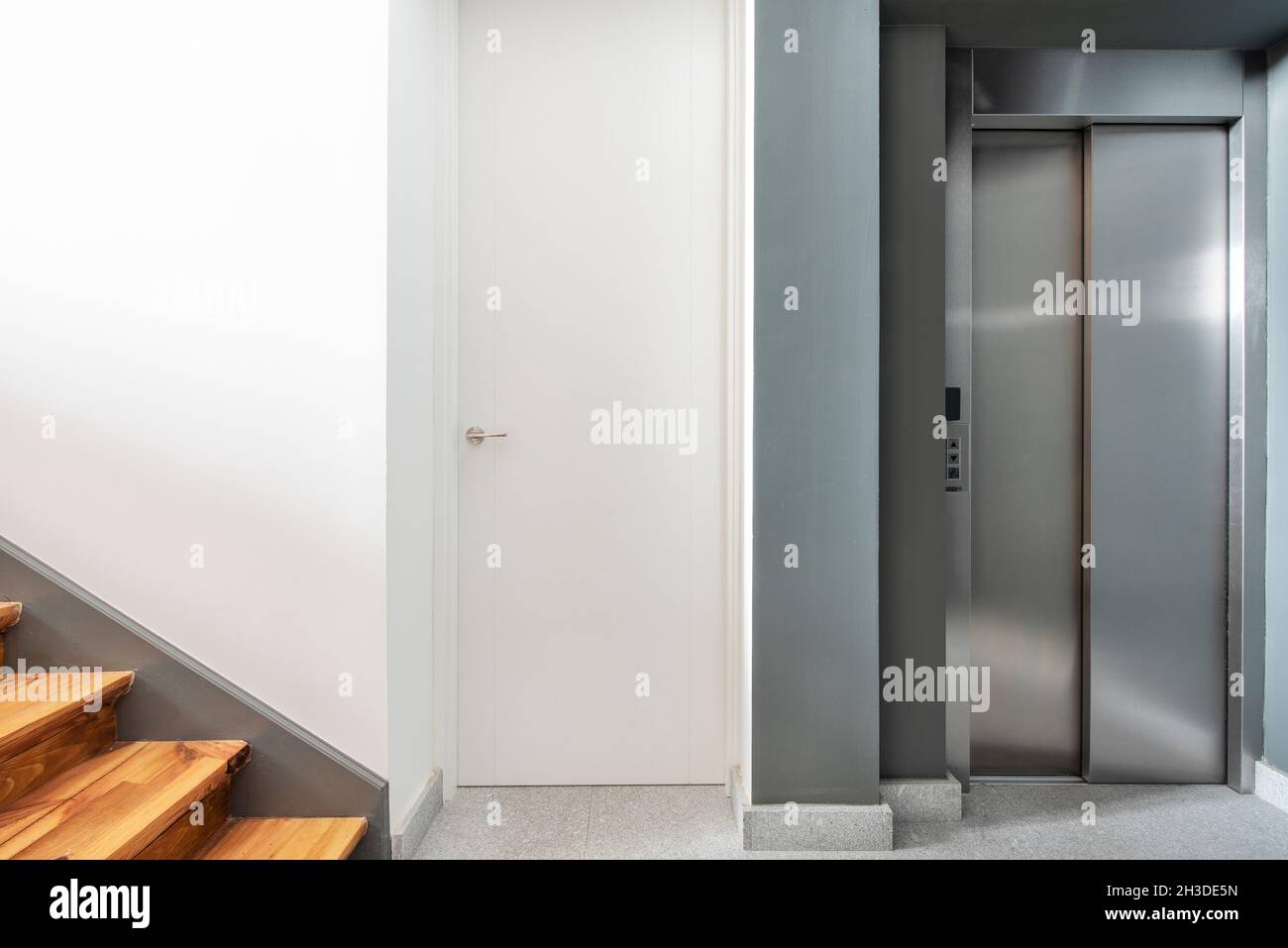 Front Elevator Doors Front View Of A Elevator With Steel Door In Lobby