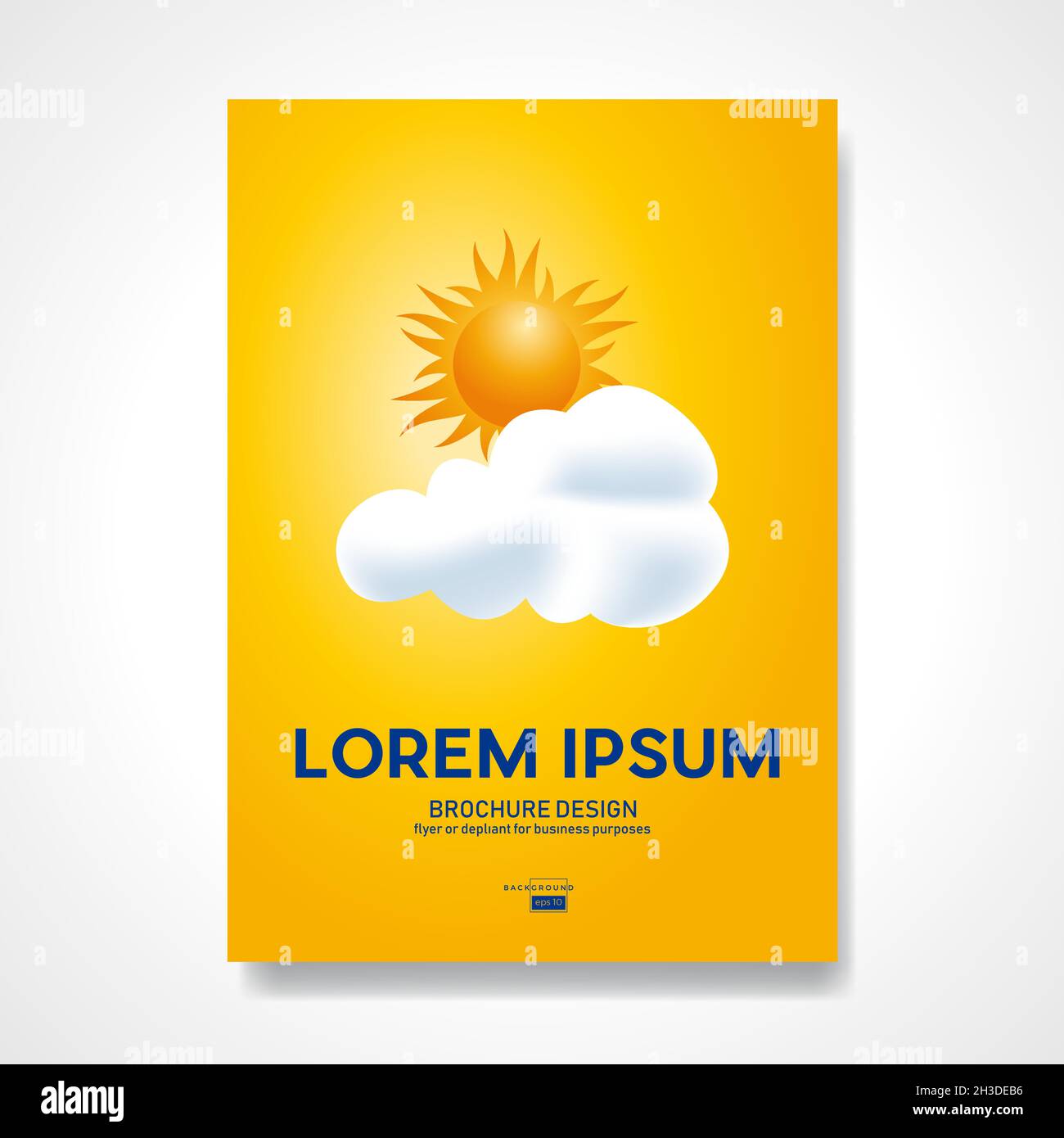 Sun and cloud on orange sky. Retro vector summer background and ...