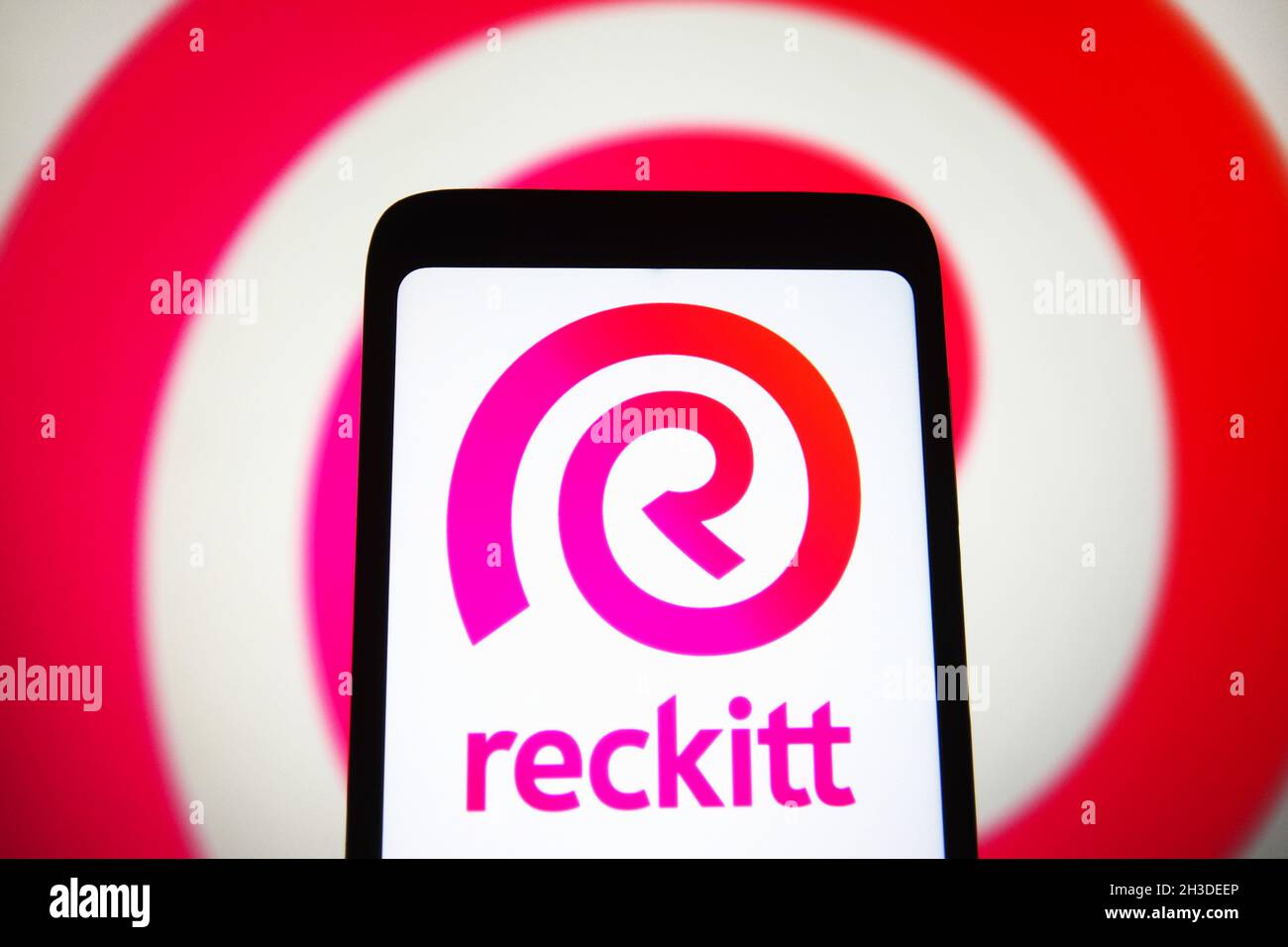 Ukraine. 28th Oct, 2021. In this photo illustration, Reckitt Benckiser ...