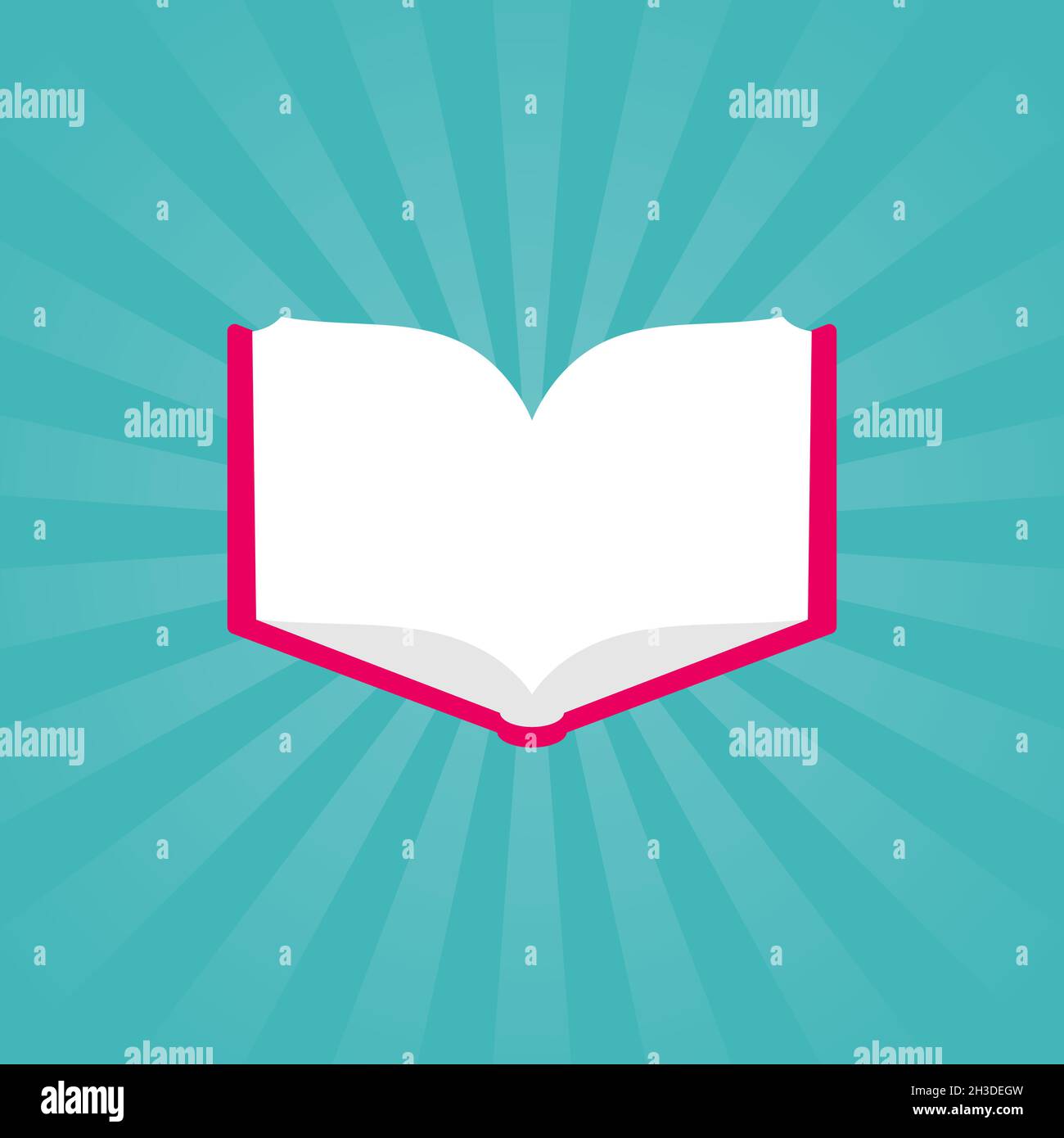 Open book with shine rays. Shining red book. Vector illustration. Magic ...