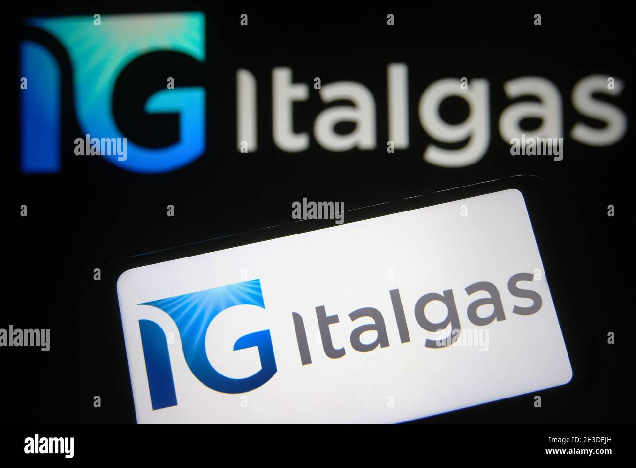 In this photo illustration, Italgas S.p.A. logo seen displayed on a ...