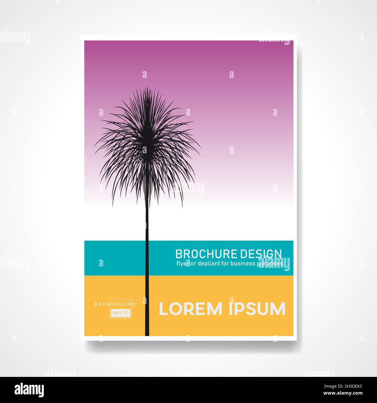 Silhouette of a palm tree on a beach in metaphysical style. Retro ...