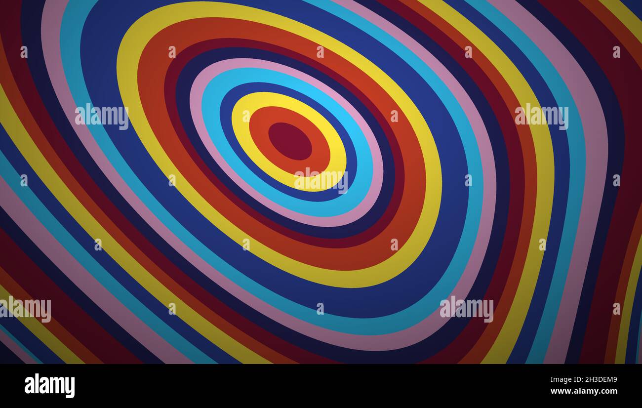 Concentric circles deformed as if they were rainbow-colored targets ...