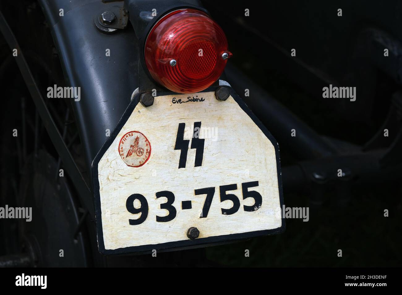 Motor cycle with German wartime SS number plate Stock Photo - Alamy