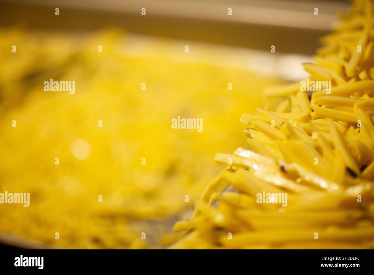 Production line of a potato factory. French fries - fast food Stock ...
