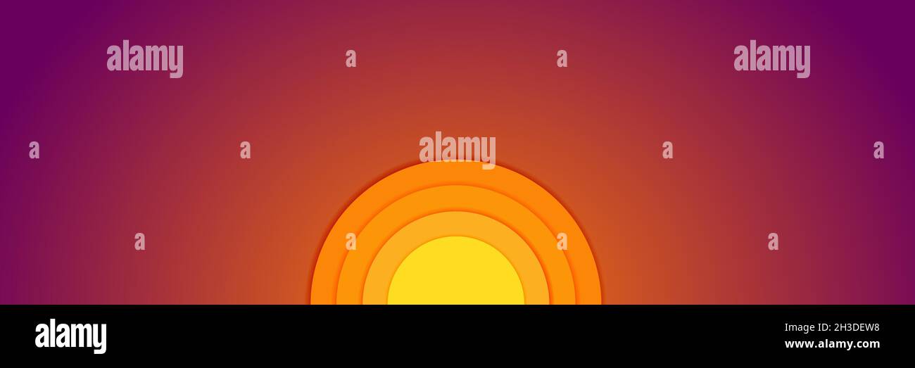 Summer sunset Vector abstract background with orange sun. Banner Design ...