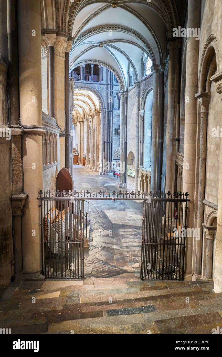 Steps leading down to the north aisle at Canterbury cathedral, England ...