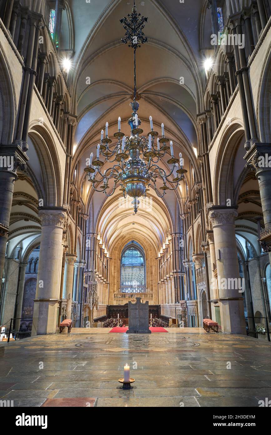 A candle marks the site of the former Becket shrine (between 1220 and ...