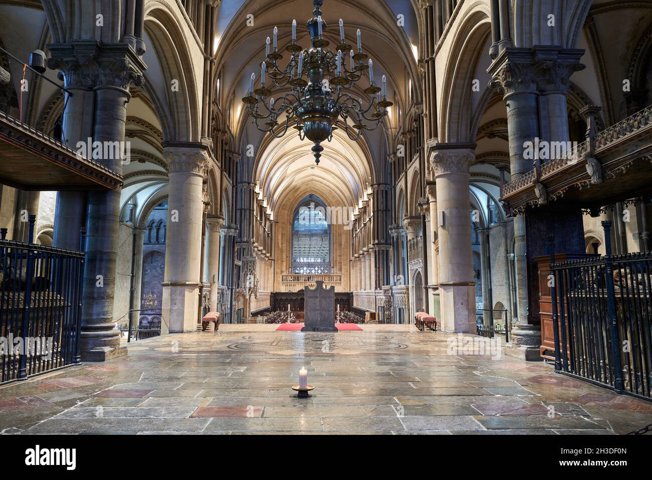 A candle marks the site of the former Becket shrine (between 1220 and ...