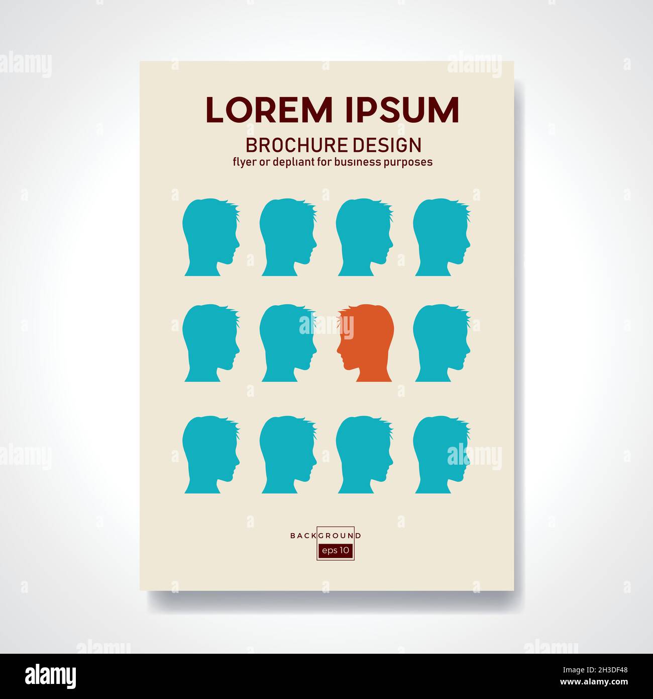 Person who goes against the current in a crowd. Retro vector background ...