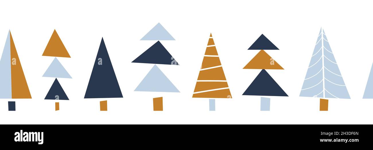 Modern abstract Christmas tree border. Seamless repeating vector border ...