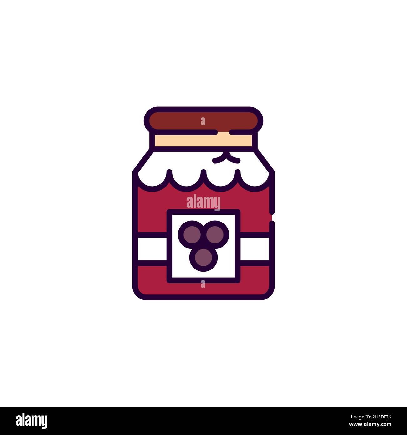 Home seasonal conservation. Jar of grape jelly. Pixel perfect, editable ...