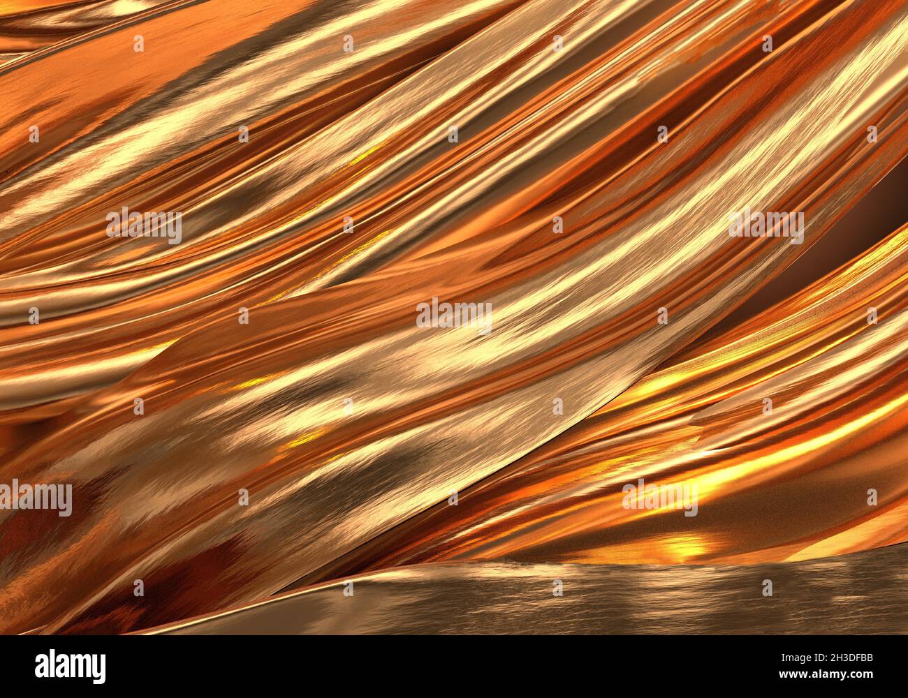 Abstract golden elegant background made of waves of fabric. The texture ...