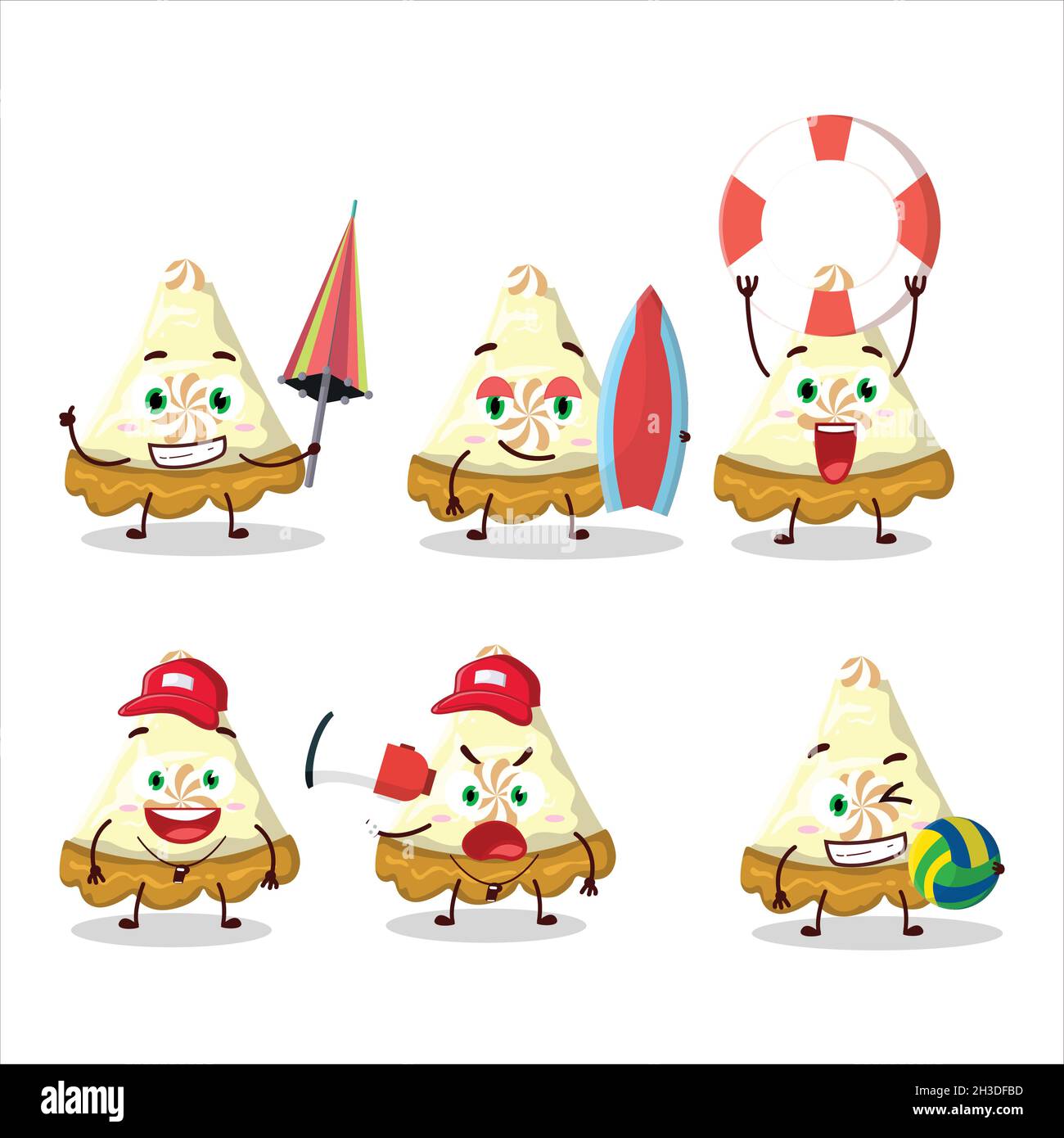 Happy Face slice of lemon meringue pie cartoon character playing on a ...
