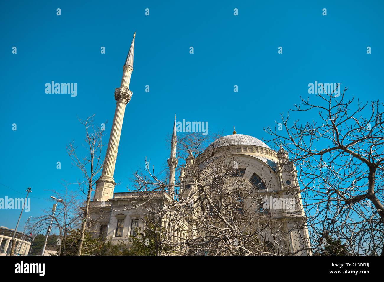 Baroque and old ancient ottoman architectural mosque of dolmabahce near ...