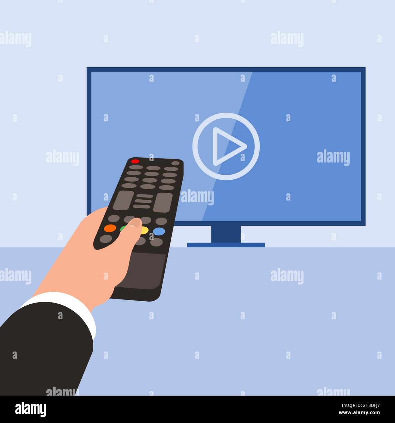 Vector Illustration of a hand holding a remote control Stock Vector ...