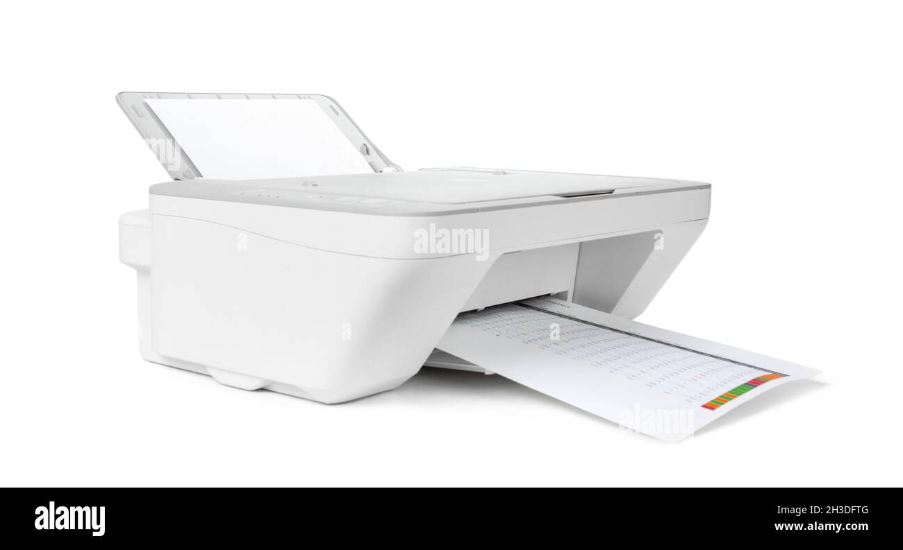 Ink jet printer isolated on white background Stock Photo - Alamy