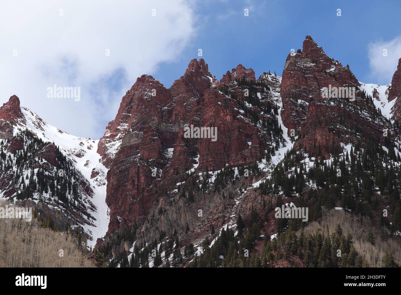 Scenic view of a high cliff covered with snow Stock Photo - Alamy