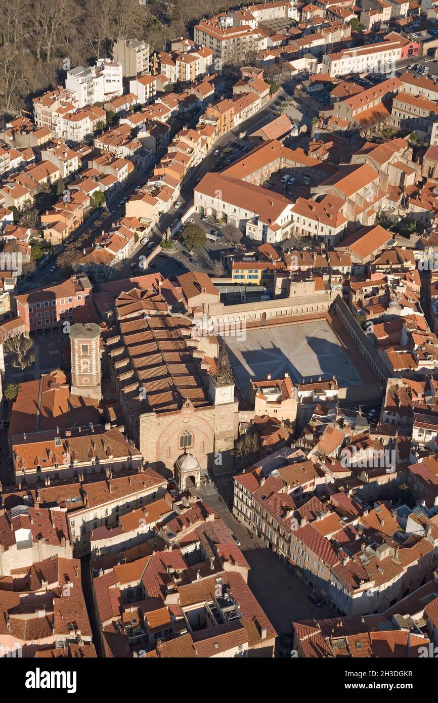 FRANCE; PYRENEES-ORIENTALES (66) AERIAL VIEW OF PERPIGNAN. SAINT-JEAN ...