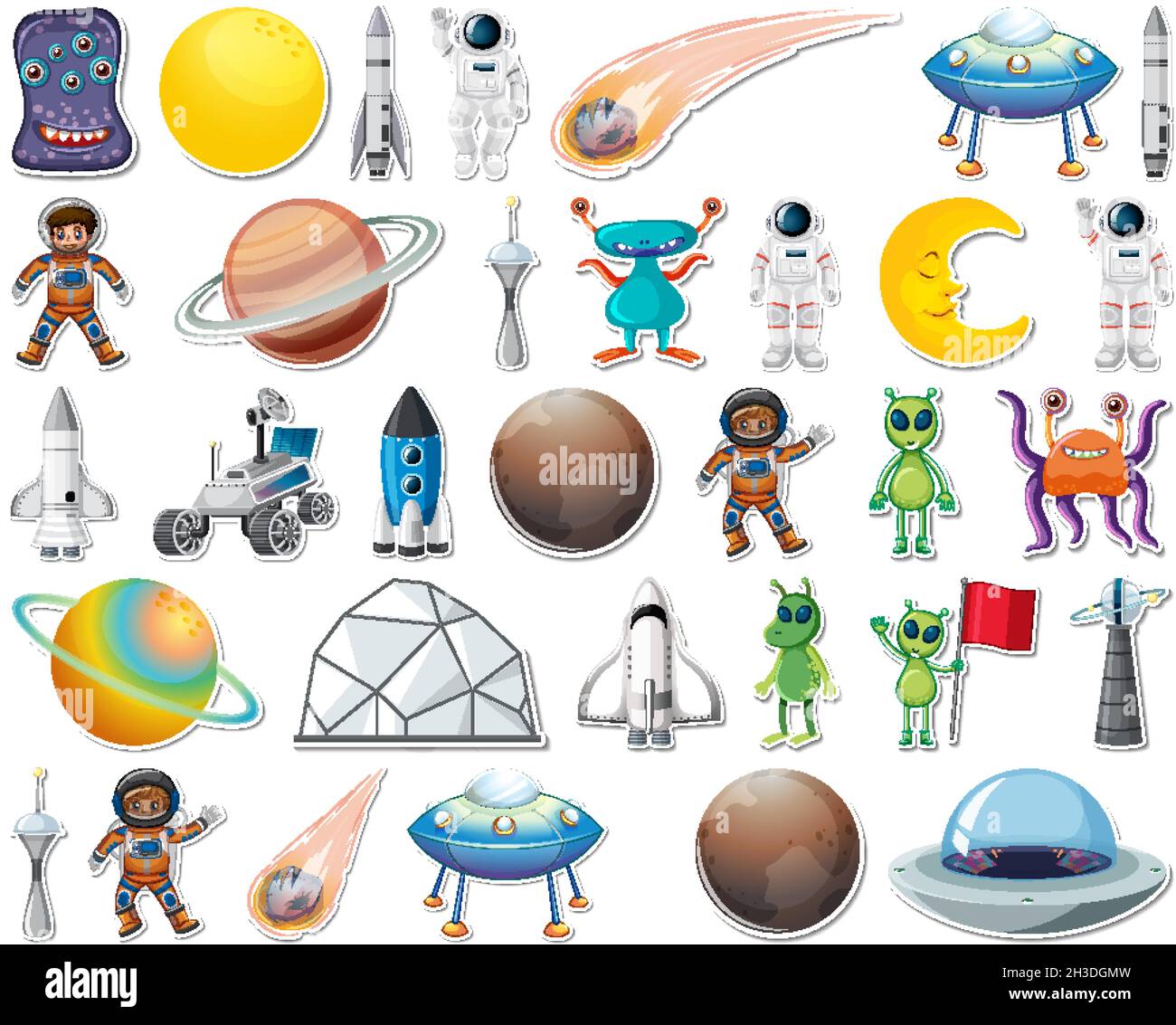 Set of stickers with Solar system objects isolated illustration Stock ...