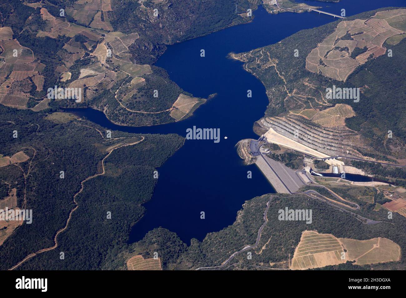 FRANCE. PYRENEES ORIENTALES (66) AERIAL VIEW OF CARAMANY DAM ON AGLY ...