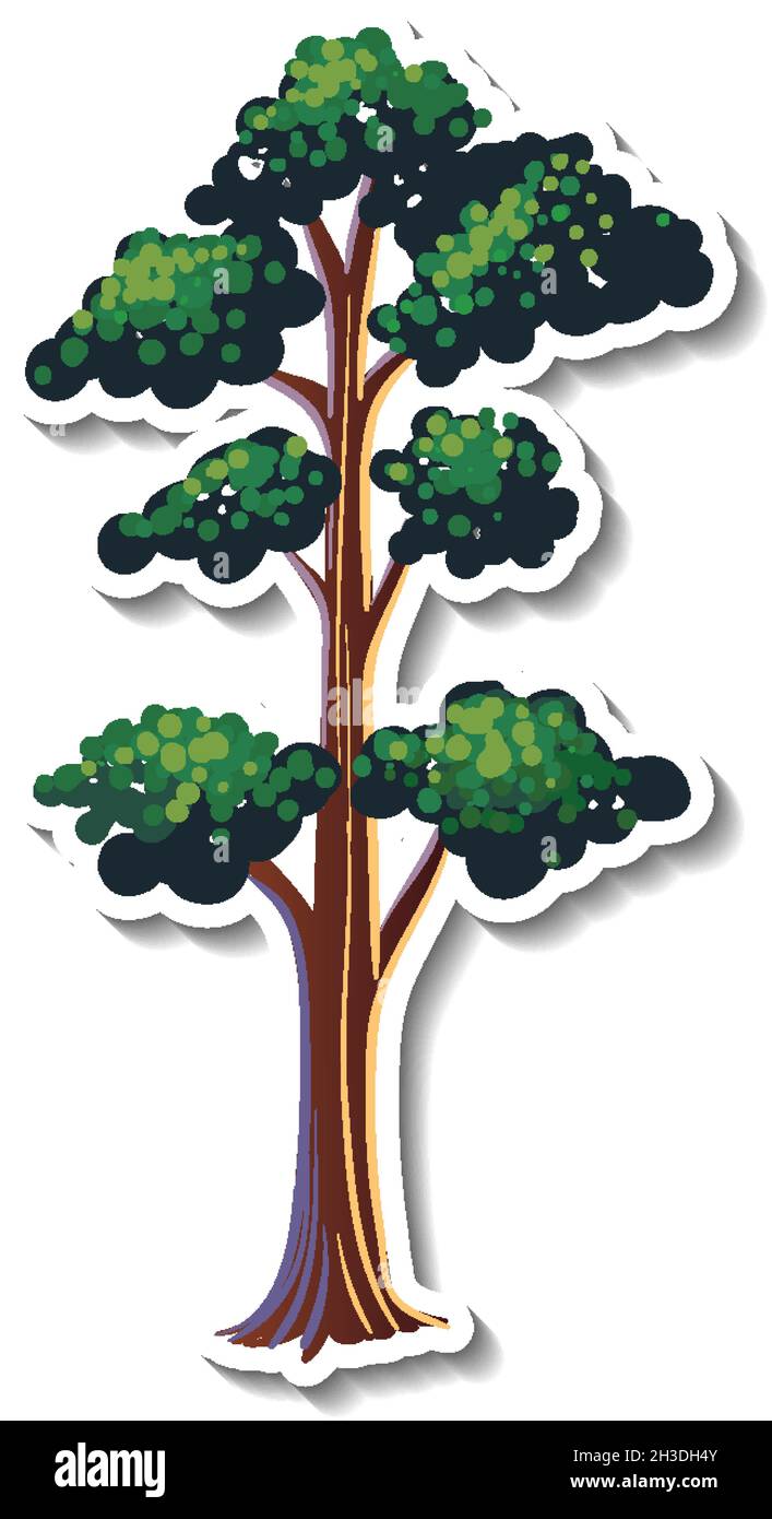 Tree sticker isolated on white background illustration Stock Vector ...