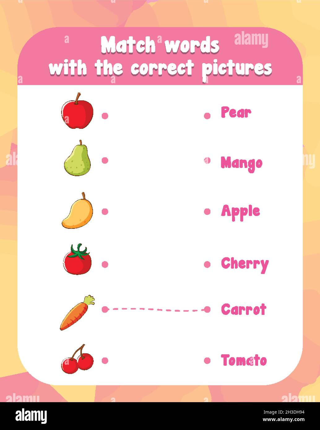 Match the words with the correct pictures illustration Stock Vector ...