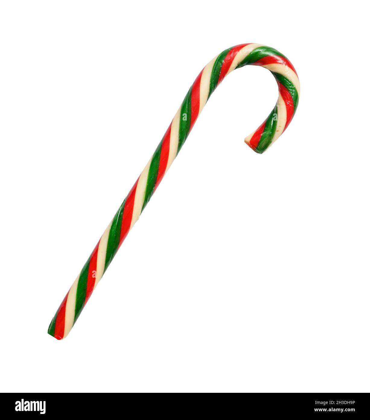 Candy cane stridped red and green isolated over white Stock Photo - Alamy