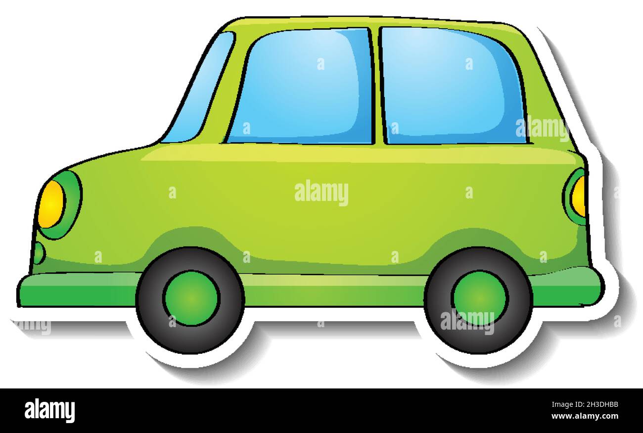 Compact car cartoon sticker on white background illustration Stock ...