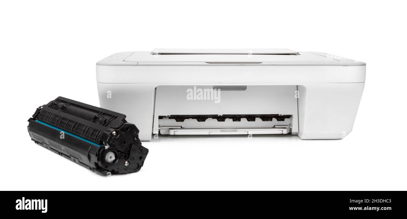 Ink jet printer isolated on white background Stock Photo - Alamy