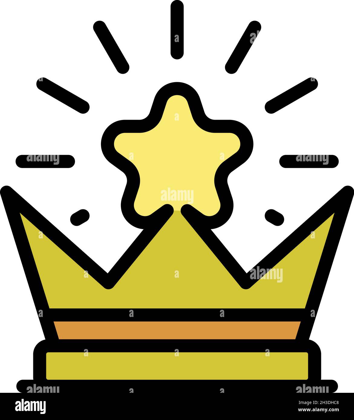 Crown with a star icon. Outline crown with a star vector icon color ...