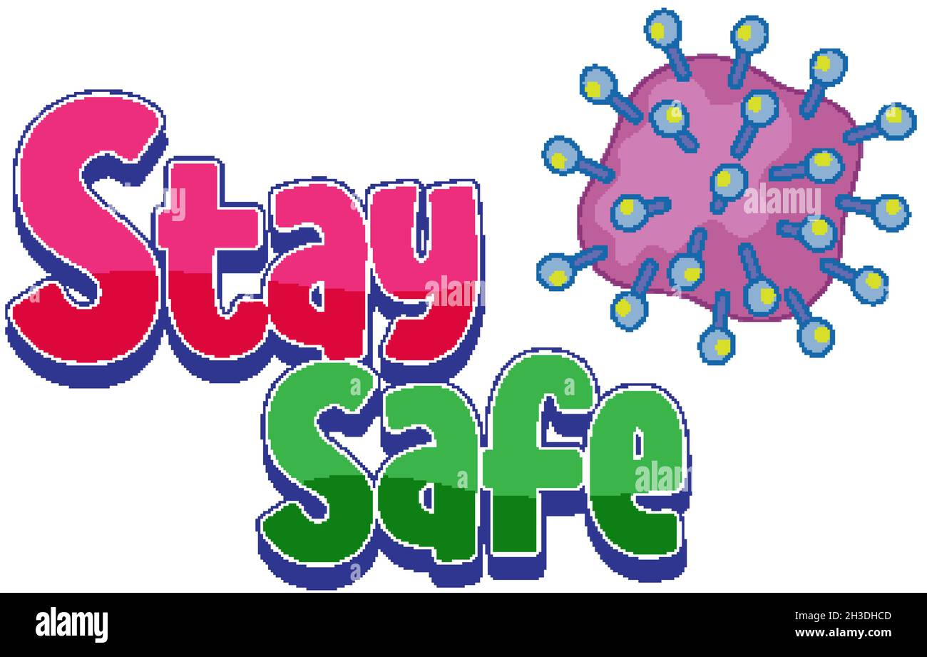 Stay Safe logo with coronavirus icon isolated on white background ...