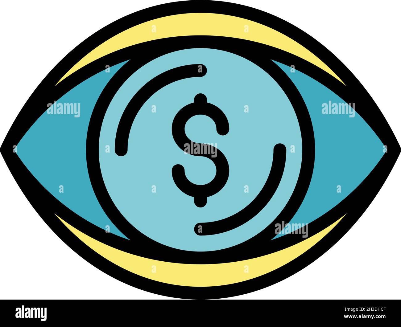 Dollar sign in eye icon. Outline dollar sign in eye vector icon color ...