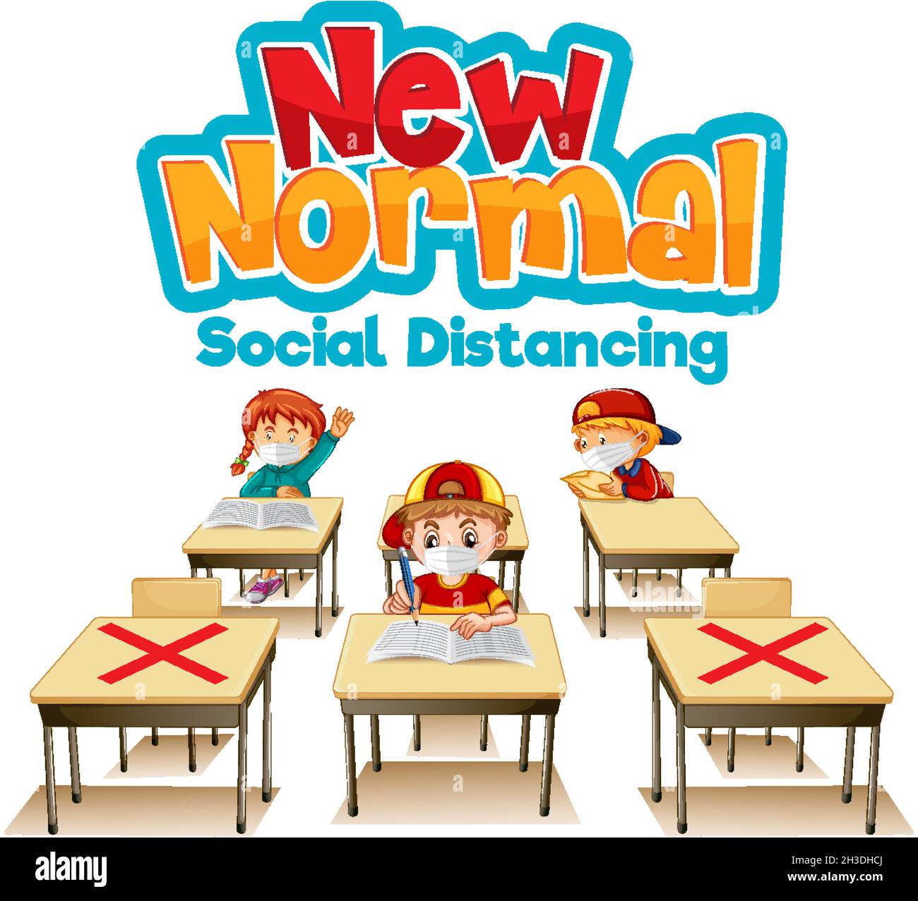 New Normal with students keep social distancing in the classroom ...