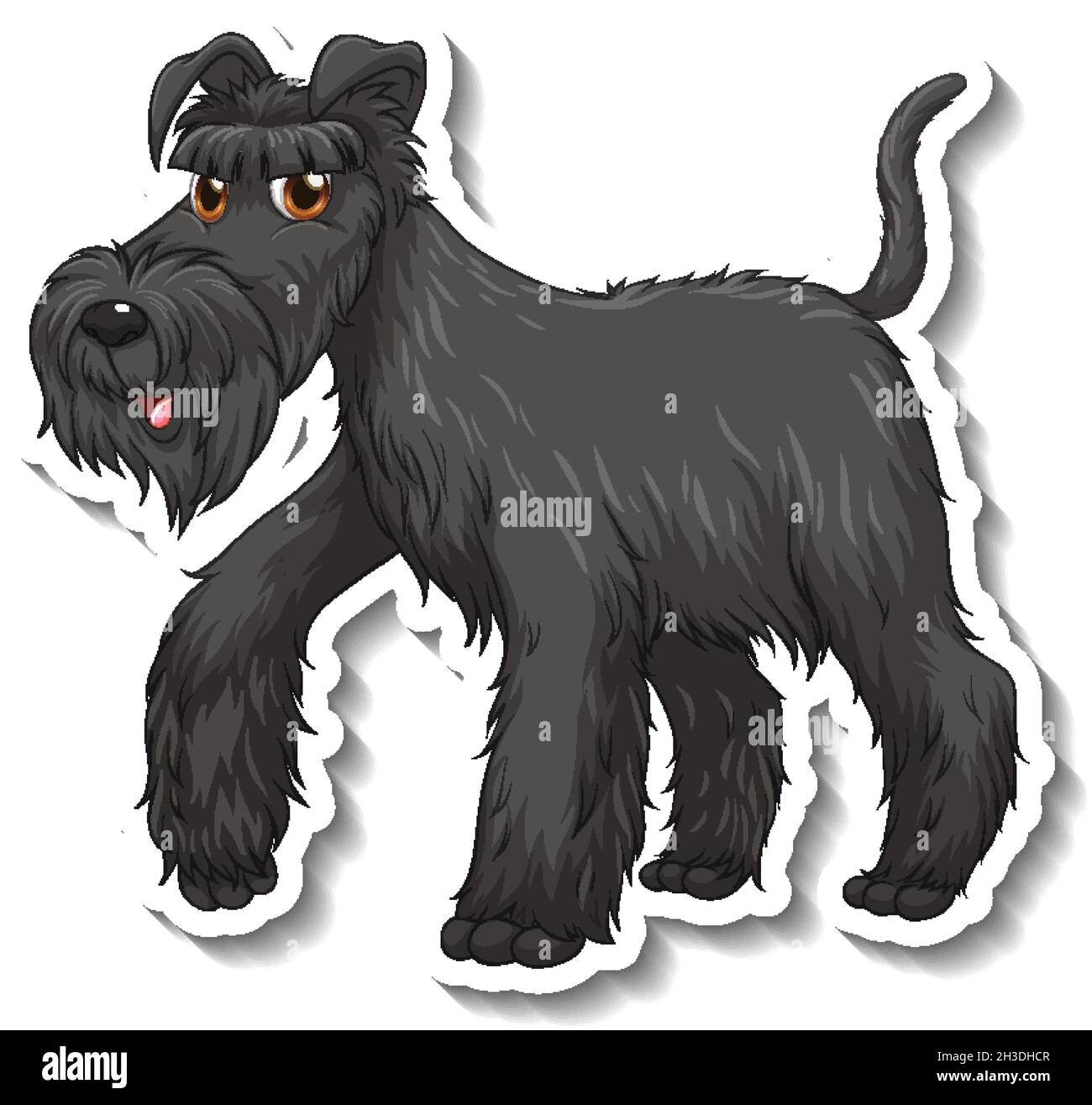 Black furry dog cartoon sticker illustration Stock Vector Image & Art ...