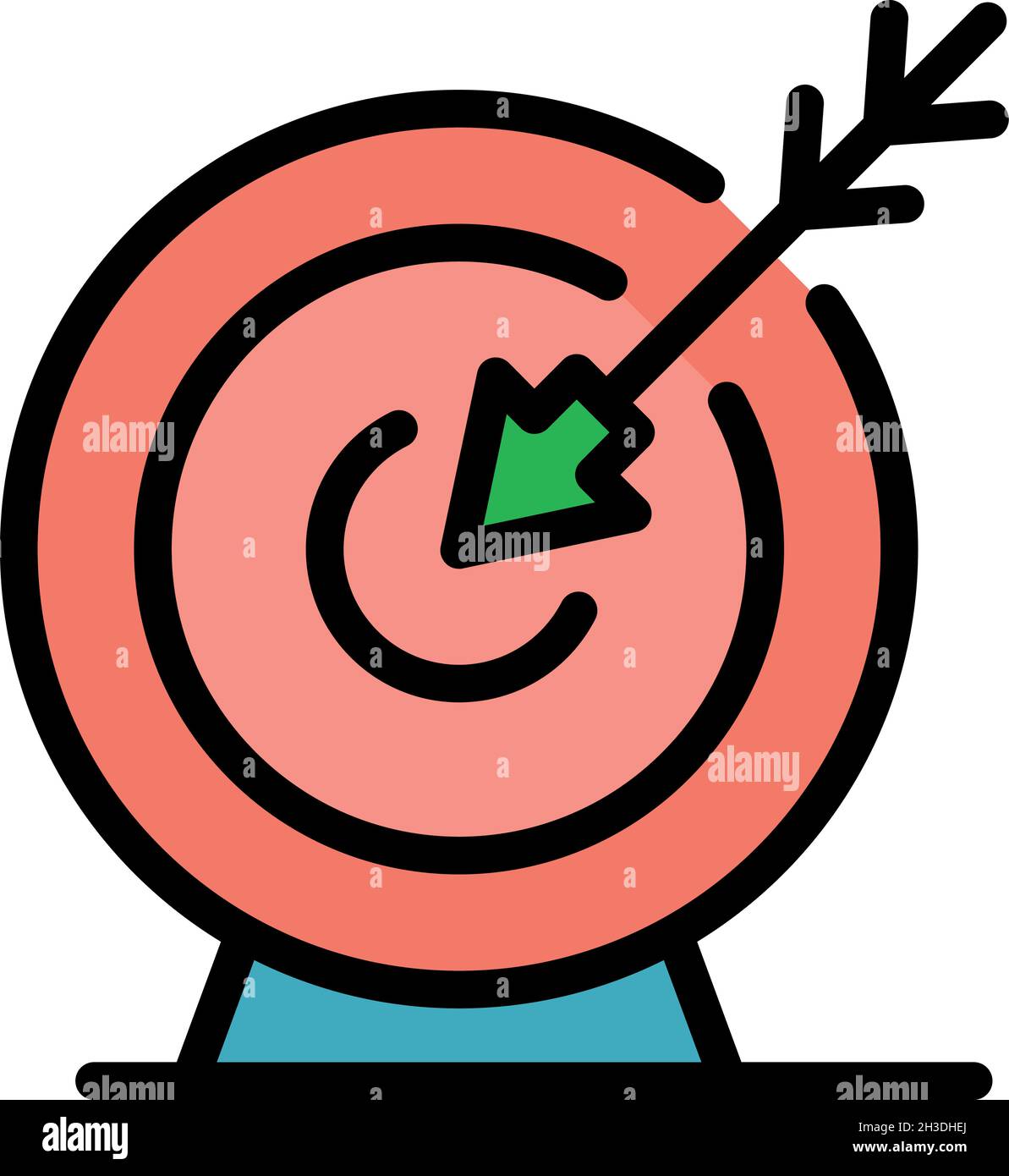 Arrow in target icon. Outline arrow in target vector icon color flat ...