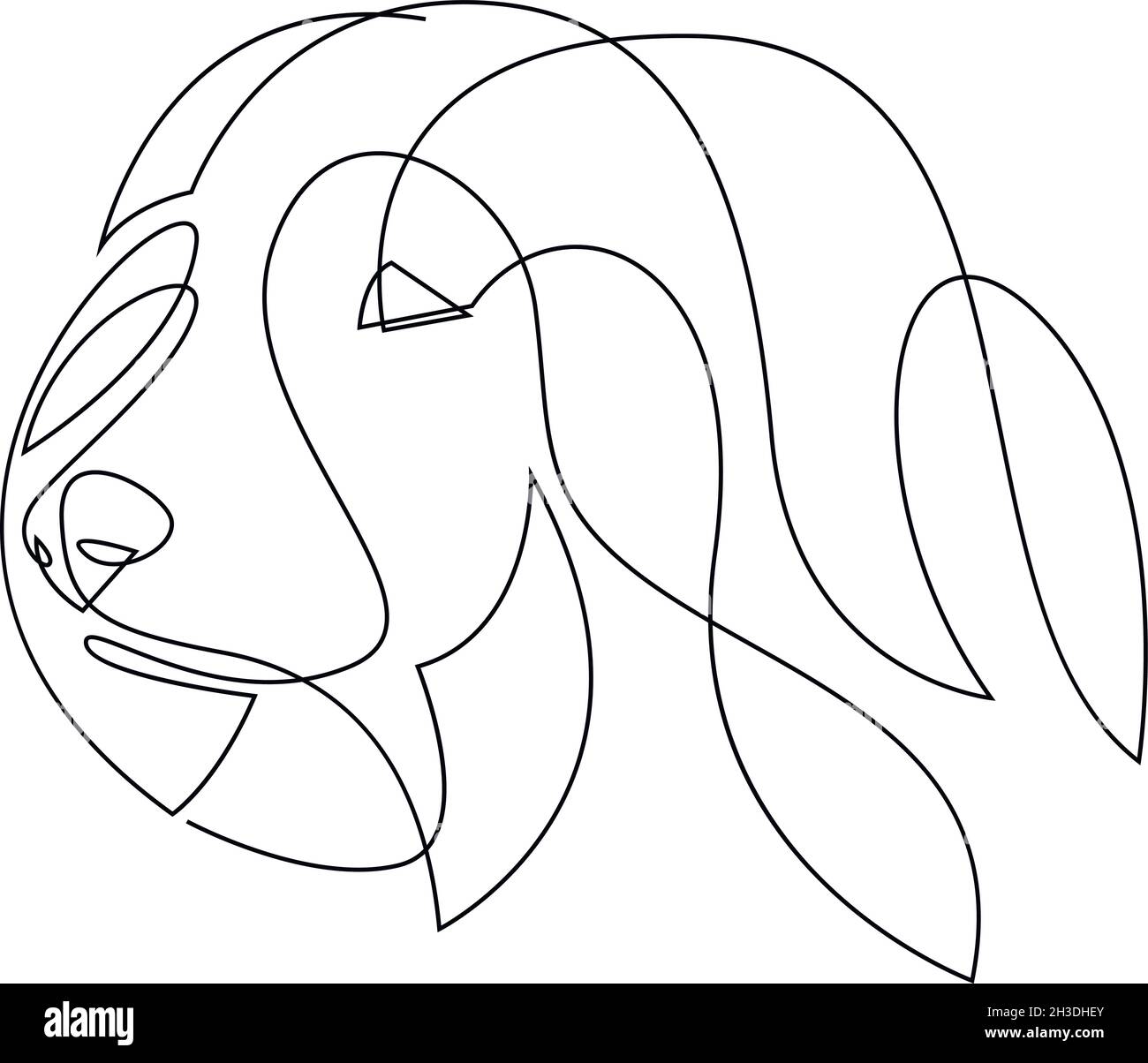 Old English Sheepdog vector Dog portrait. Continuous line. Bobtail dog ...