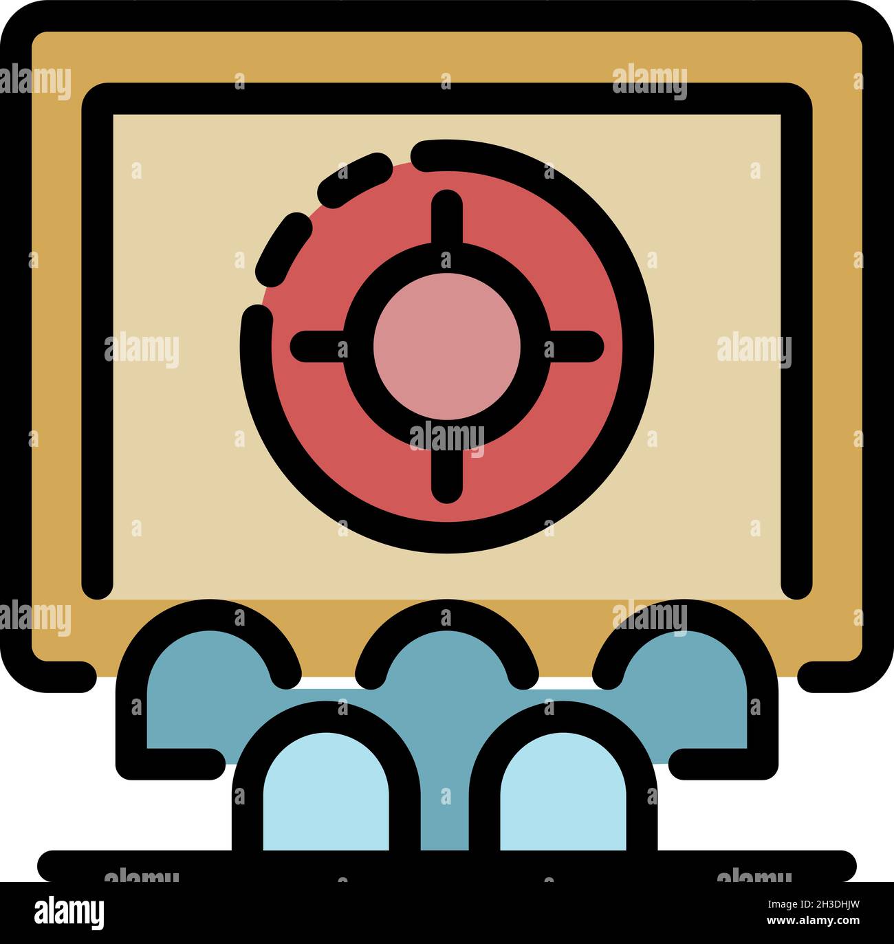 Cinema audience icon. Outline cinema audience vector icon color flat ...