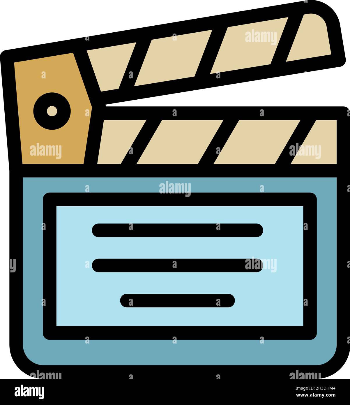 Movie clapper icon. Outline movie clapper vector icon color flat ...