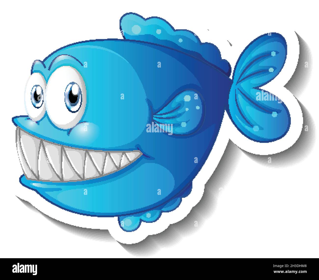 Sea Animal Cartoon Sticker with Cute Fish illustration Stock Vector ...