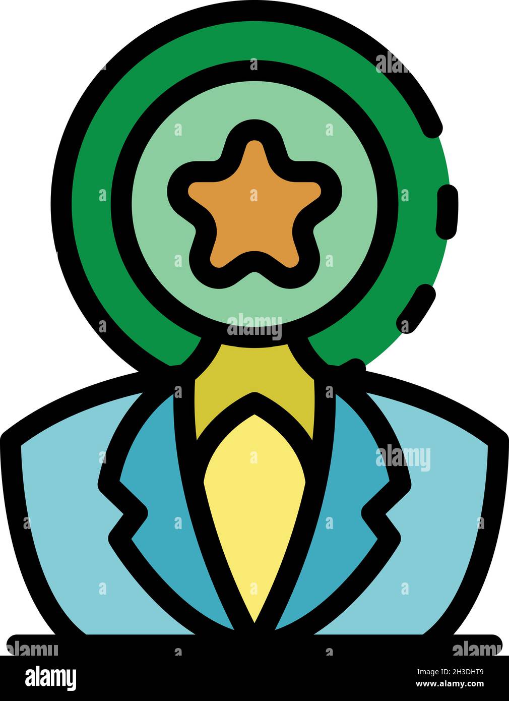 Man star head icon. Outline man star head vector icon color flat ...